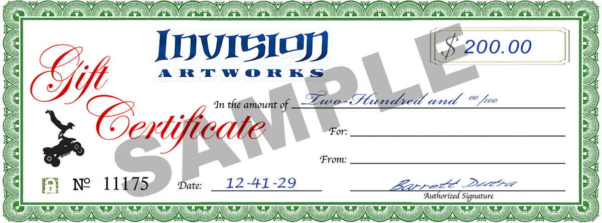Invision Artworks Gift Certificates - Invision Artworks Powersports ...
